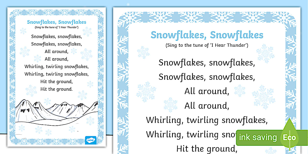 Snowflakes, Snowflakes Rhyme (professor feito) - Twinkl