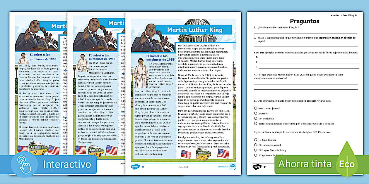 Comprensión lectora: Martin Luther King