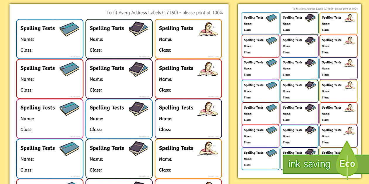 Editable Spelling Tests Jotter Sticker Labels - Twinkl
