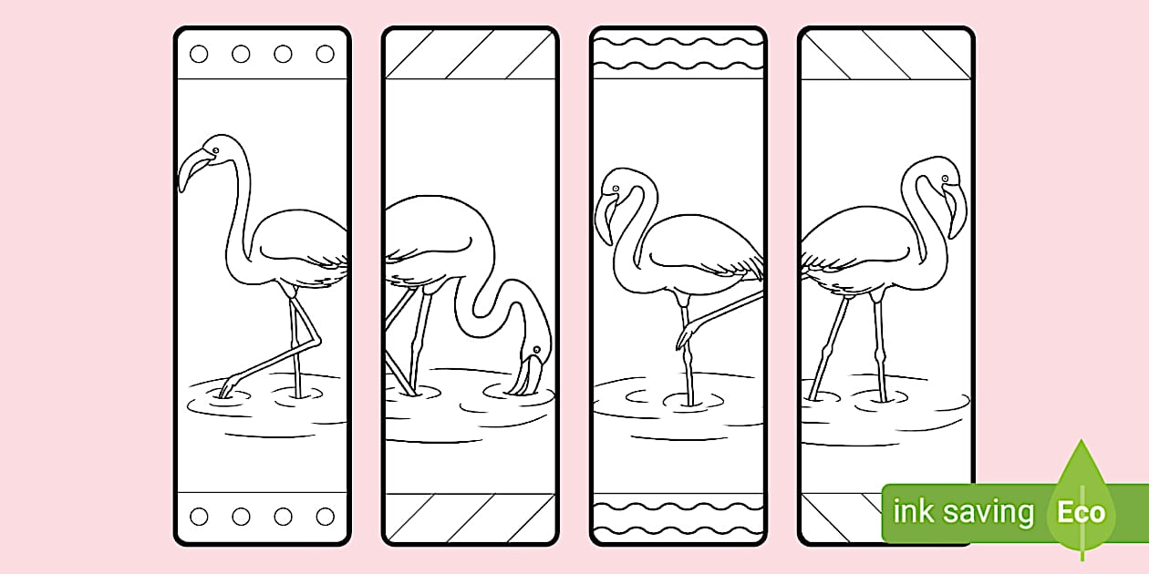 Flamingo Colouring Bookmarks (Teacher-Made) - Twinkl