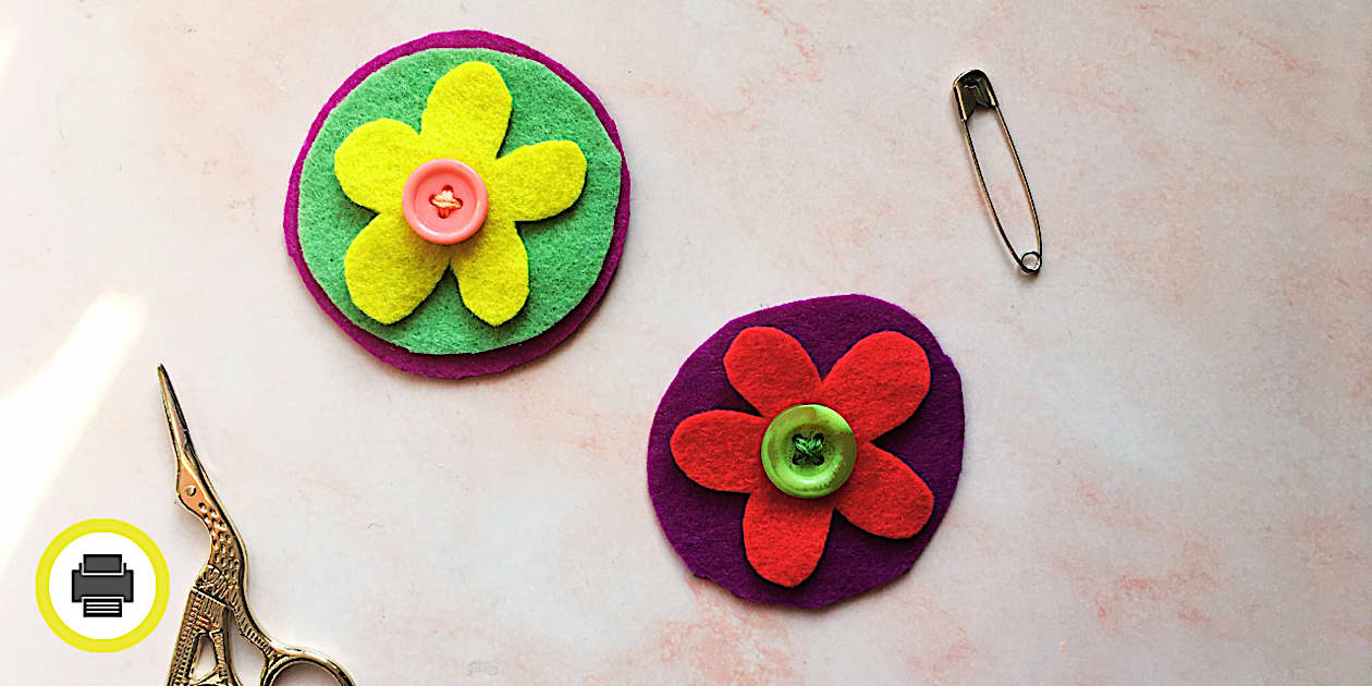Sew A Simple Felt Flower Badge - Early Sewing For Kids