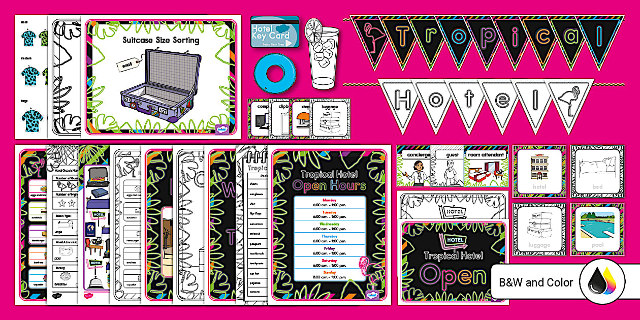 Tropical Hotel Dramatic Play Activity Pack (Teacher-Made)