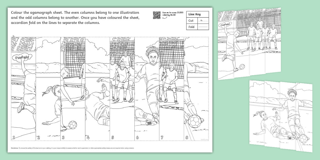 Football Agamograph Colouring Sheet (Teacher-Made) - Twinkl