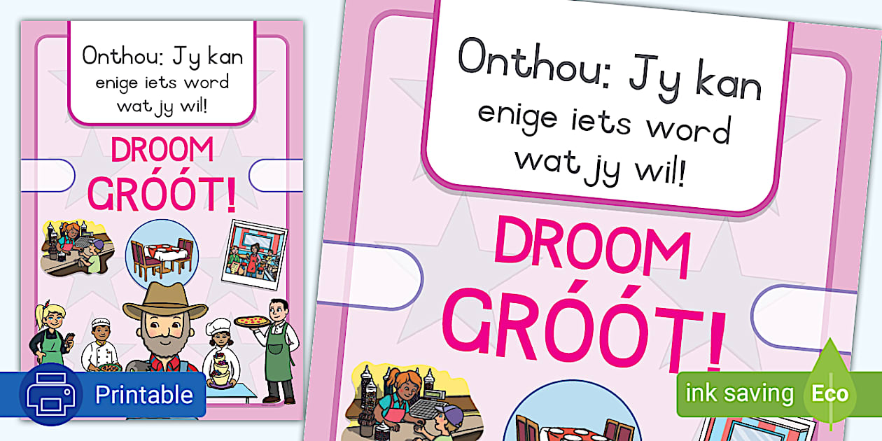 Beroepe in Voedsel DROOM GRÓÓT plakkaat - Twinkl