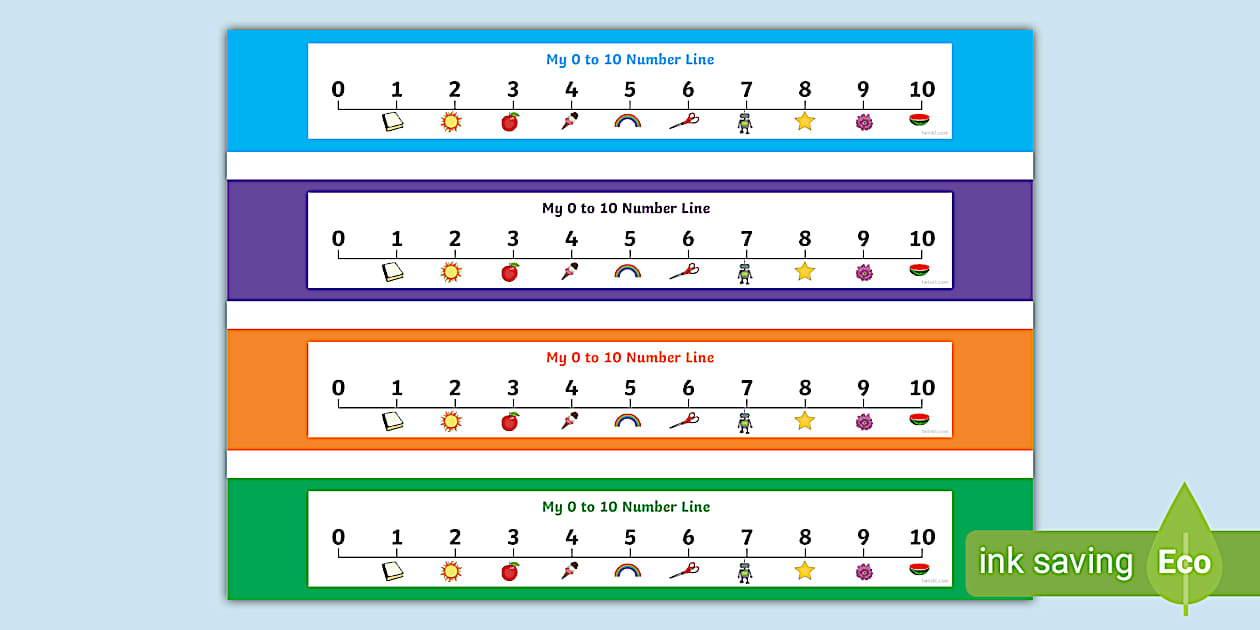 Numbers 0-10 on Number Line - 0-1 (teacher made) - Twinkl