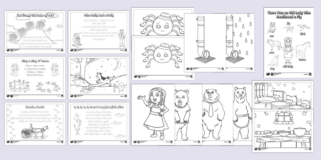 Nursery Rhyme Colouring | Nursery Rhymes Pictures To Colour