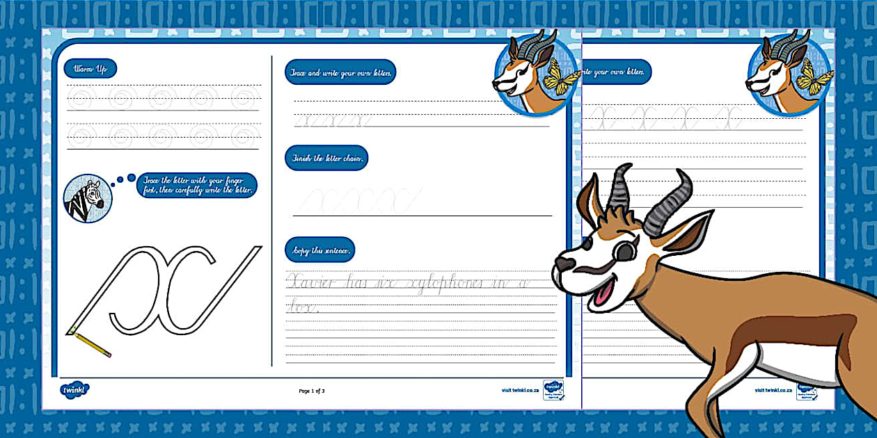 Grade 3 Cursive Letter Formation Mats - Xx - Twinkl