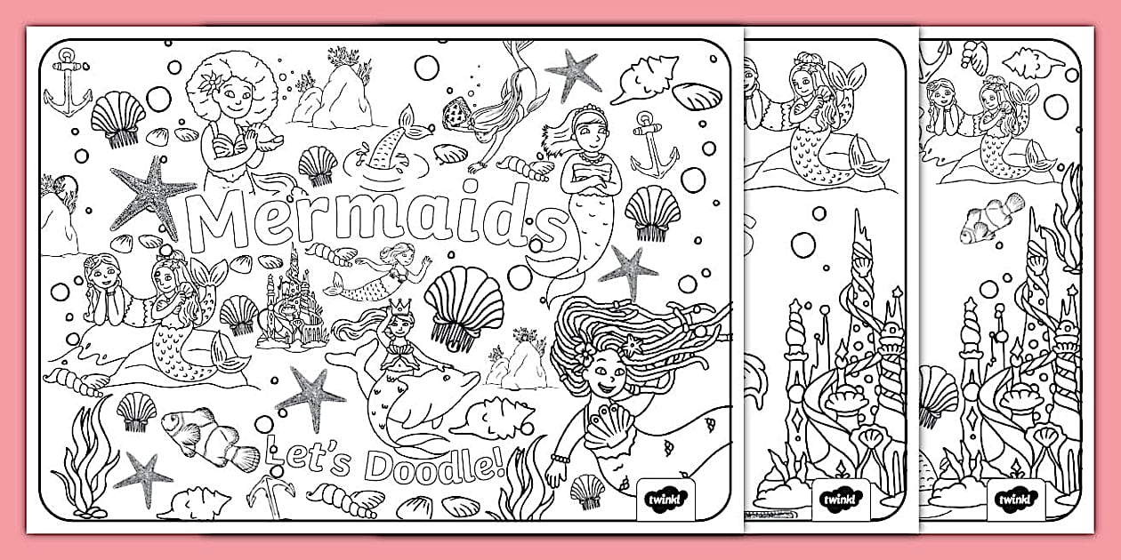 Mermaids Doodle Colouring Pages - KS1 (teacher made)