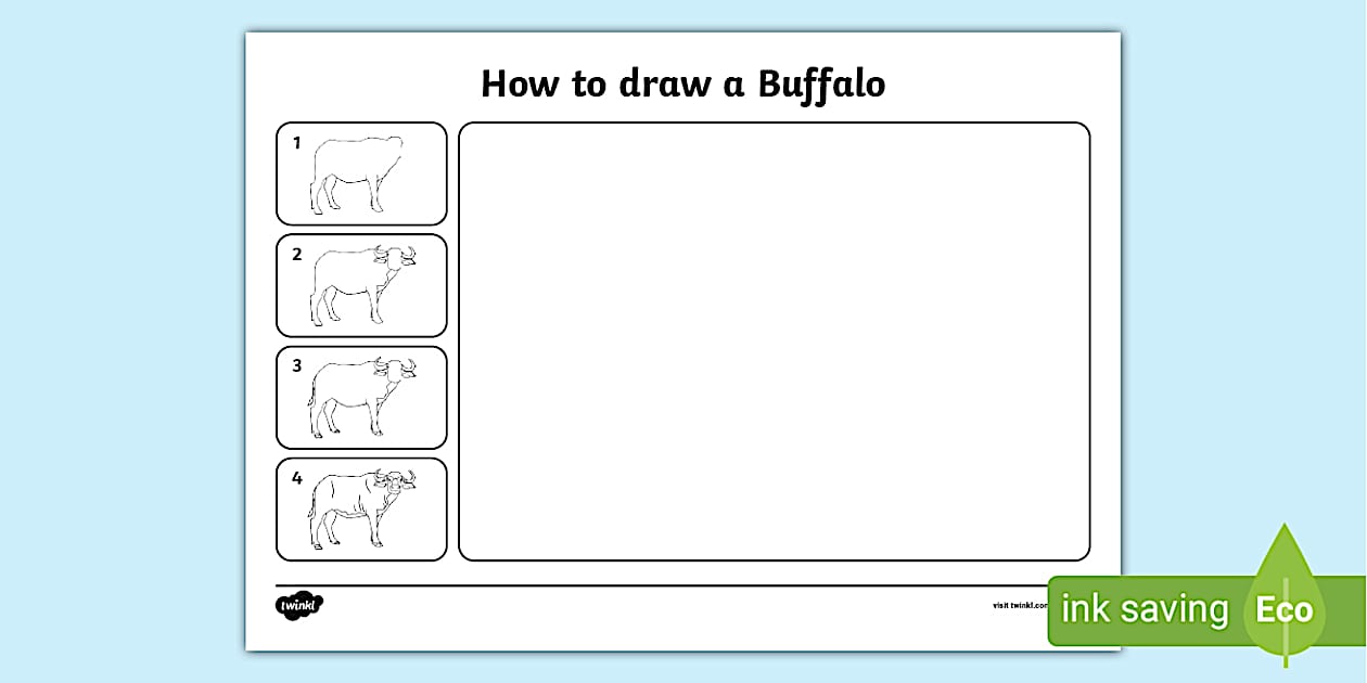 How to Draw a Buffalo Step-by-Step | Twinkl | KS1 | Drawing
