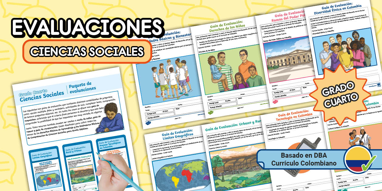 Evaluaciones Ciencias Sociales 4 Primaria Colombia - Twinkl