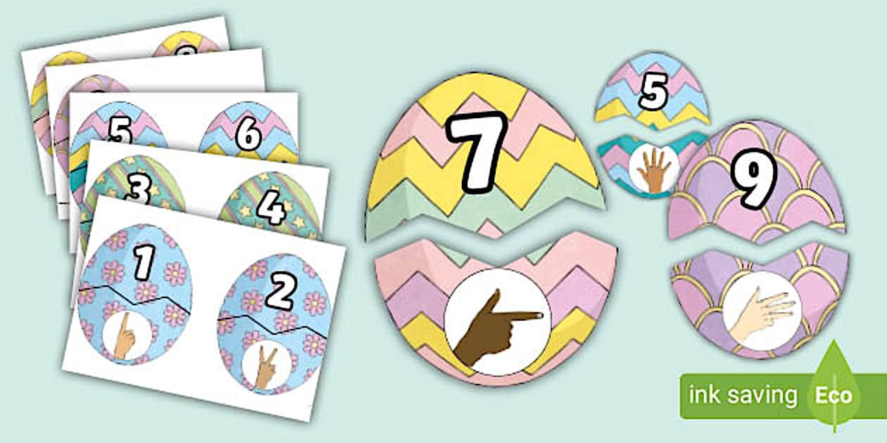 Easter Egg Number Match with Auslan (teacher made) - Twinkl