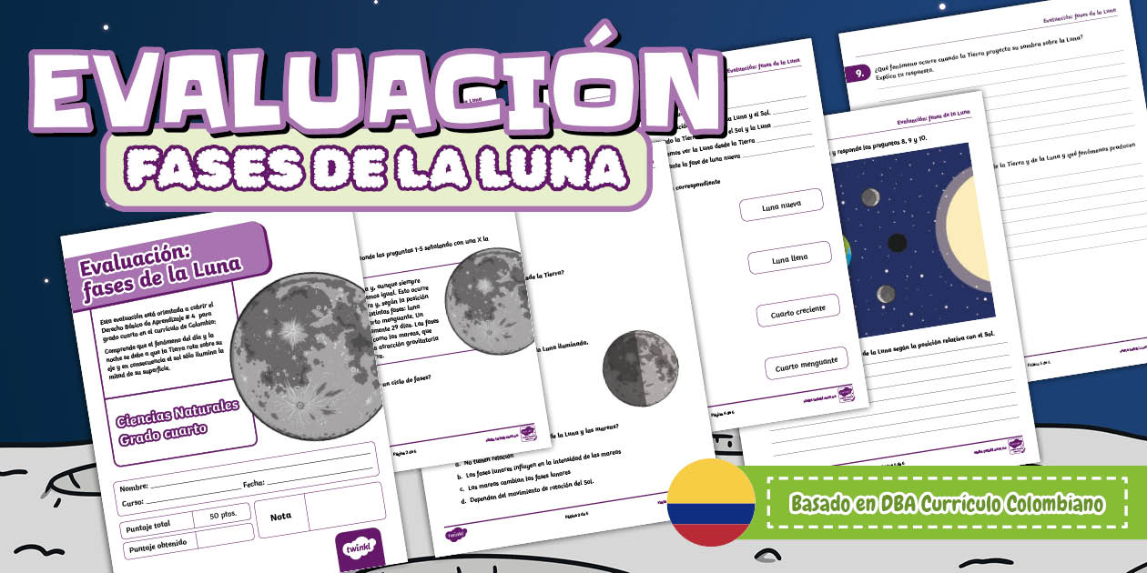 Guía de Evaluación: Fases de la Luna - Twinkl Colombia