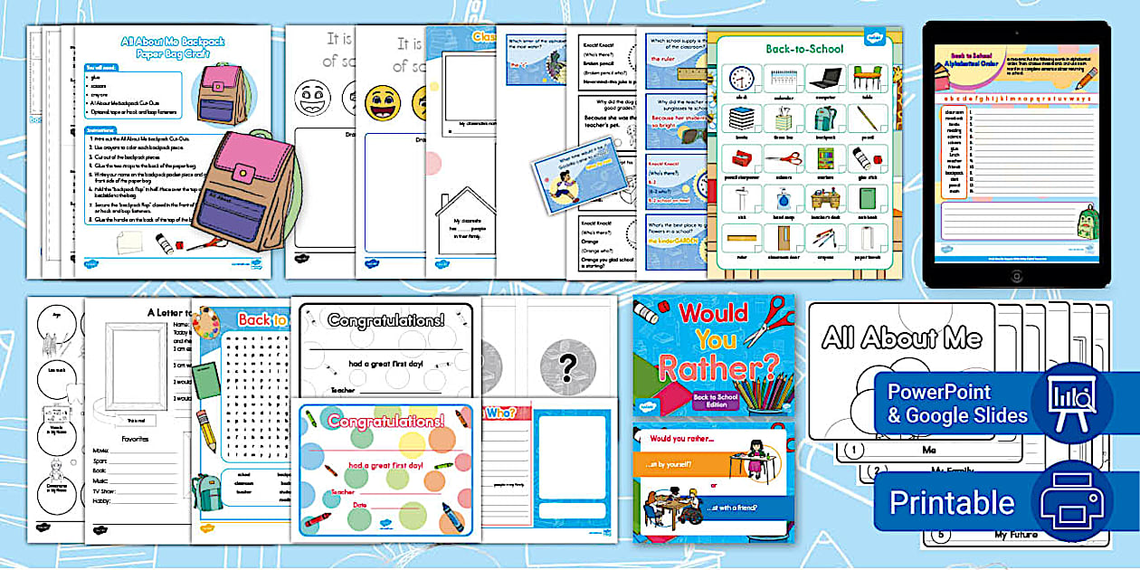 Second Grade First Day of School Activity Pack