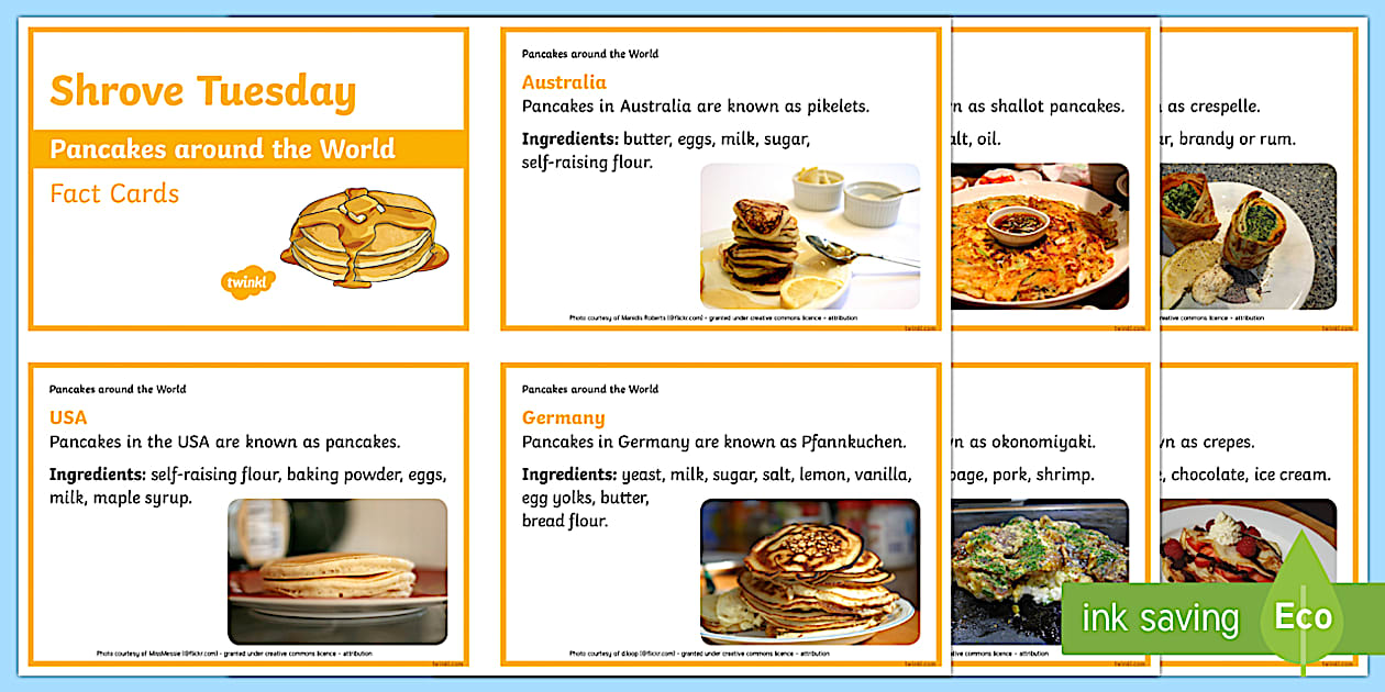 Pancakes around the World Fact Cards - Twinkl