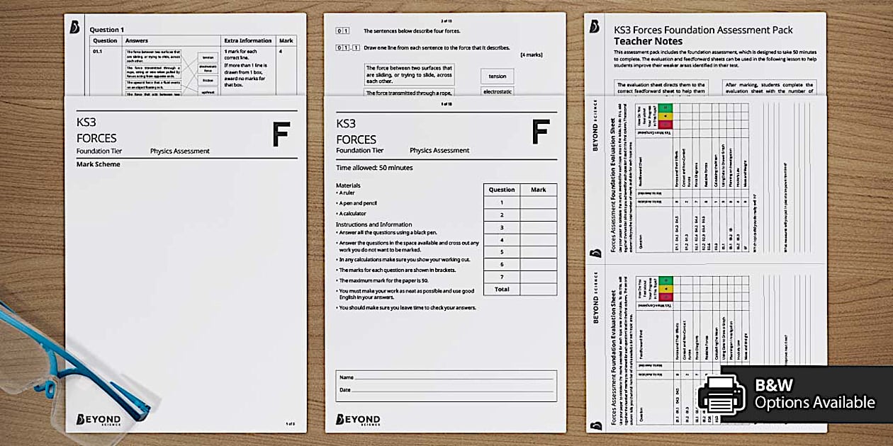 KS3 Forces Assessment Pack - Foundation | Physics | Beyond
