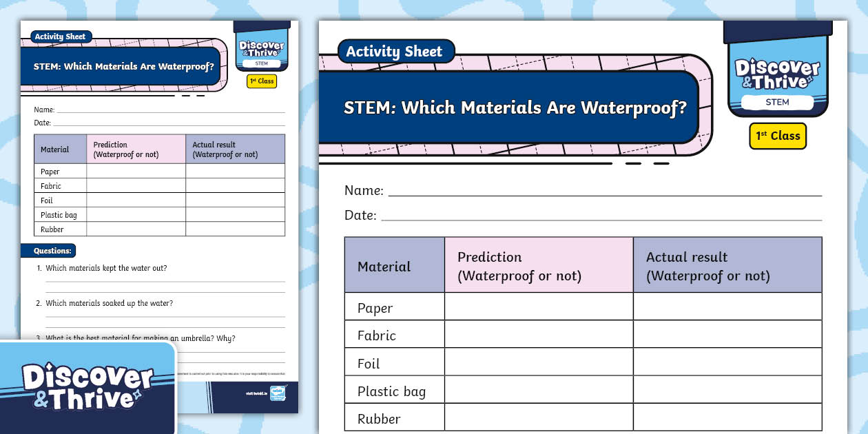 STEM (Materials) Material Detectives Waterproof Investigation (1st Class)