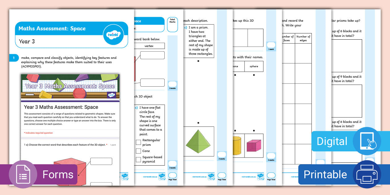 Year 3 Shapes Assessment | Geometry Test Questions - Twinkl
