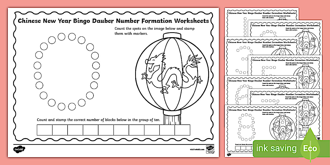 Chinese New Year Bingo Dauber Worksheets| Twinkl Mathematics