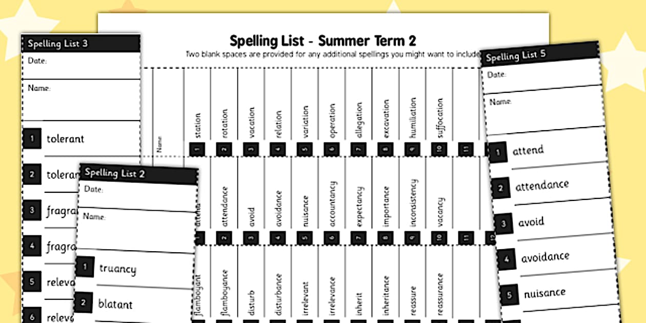 Home Educators Spelling Lists Year 5 Summer 2 - Twinkl
