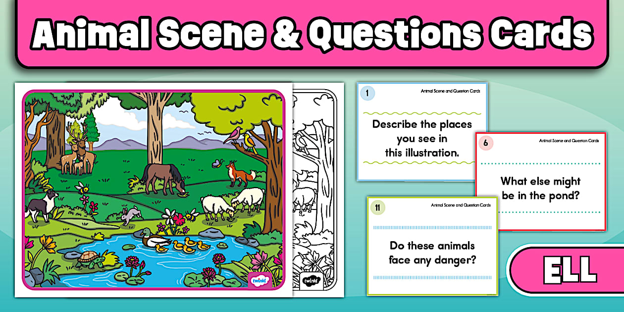 Animal Scene and Question Cards for ELL