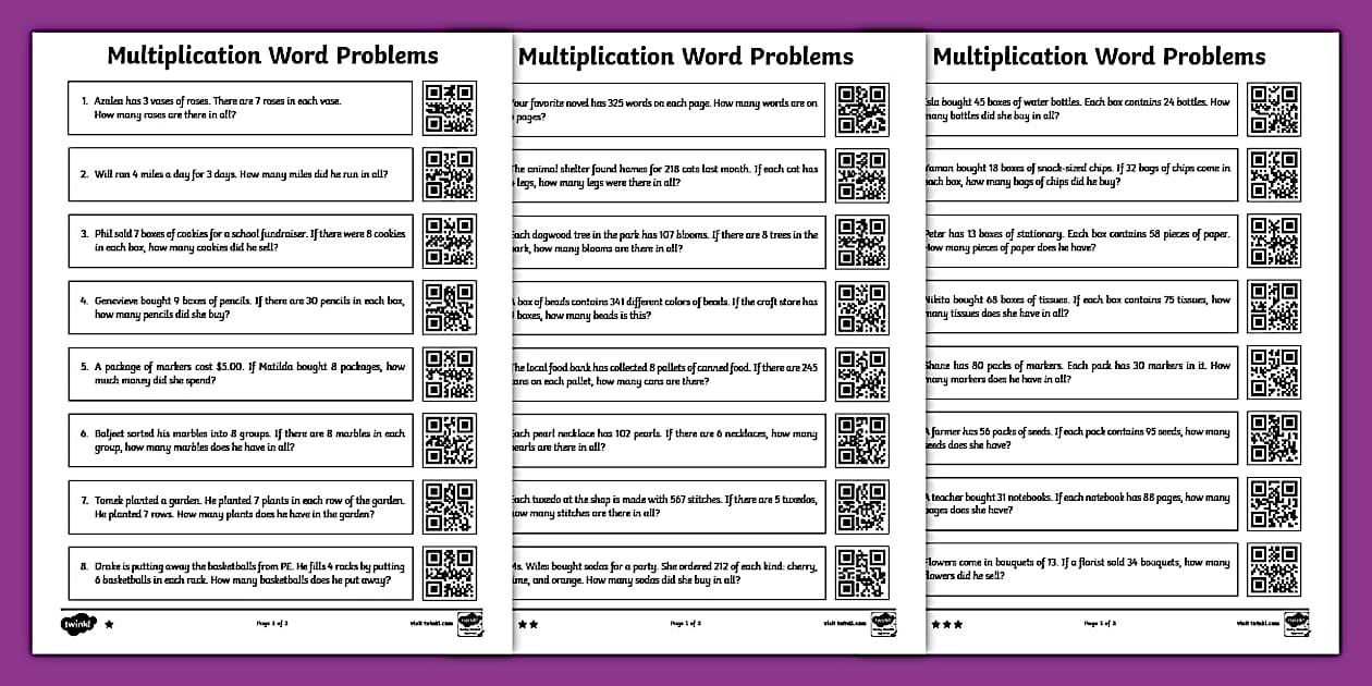 Multiplication Word Problems Code Hunter Activity - Twinkl