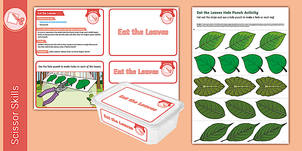 Scissor Skills Fine Motor Skills Task Box: Eat the Leaves
