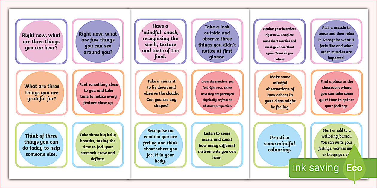 Mindfulness Break Cards - Twinkl Wellbeing (teacher made)