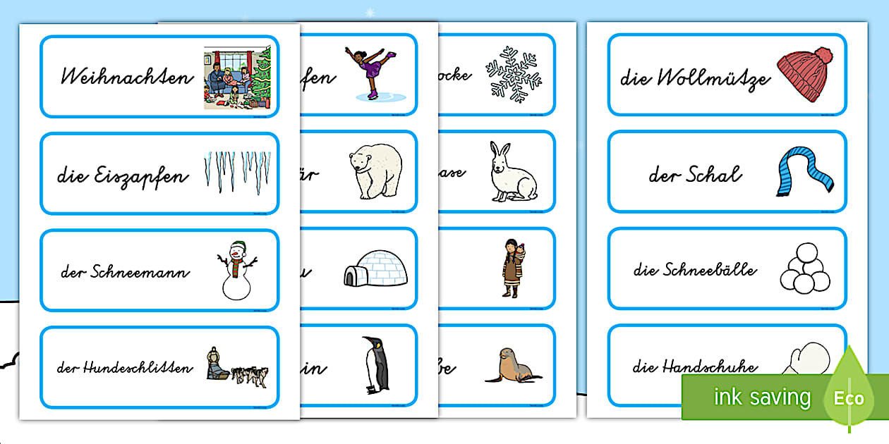 Winter Wort-und Bildkarten (teacher made) - Twinkl