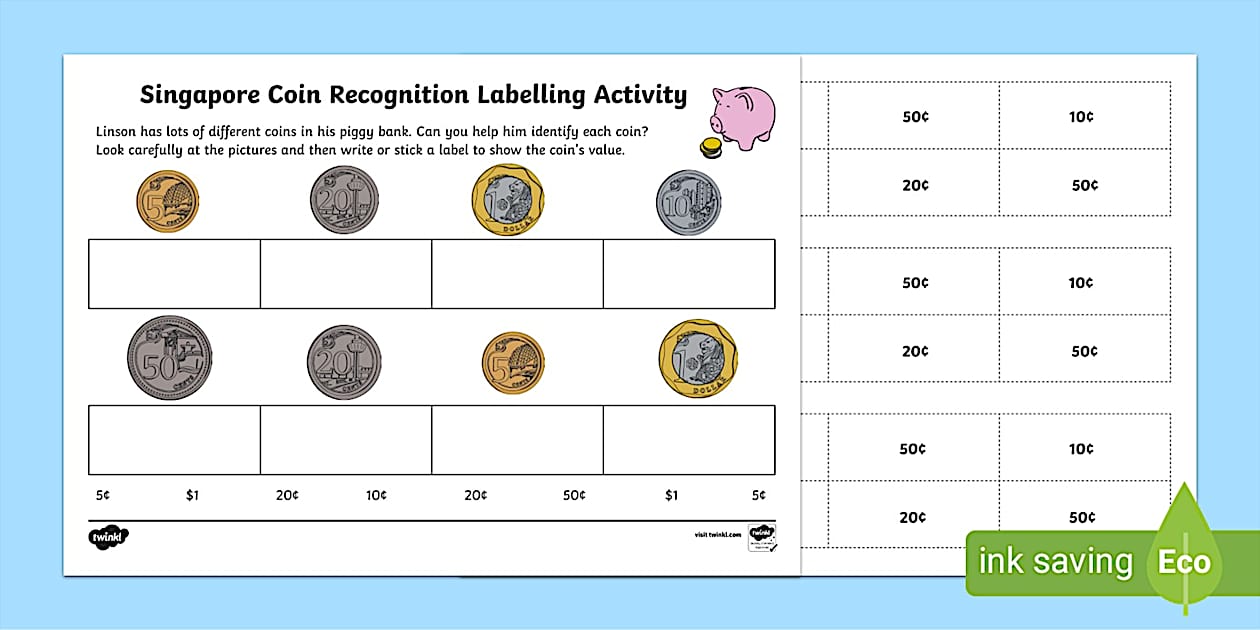*Singapore Coin Recognition Labeling Activity* - Twinkl