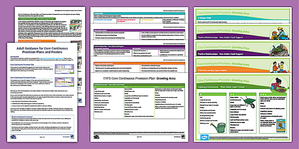 EYFS Growing Area Continuous Provision Plan and Poster Pack