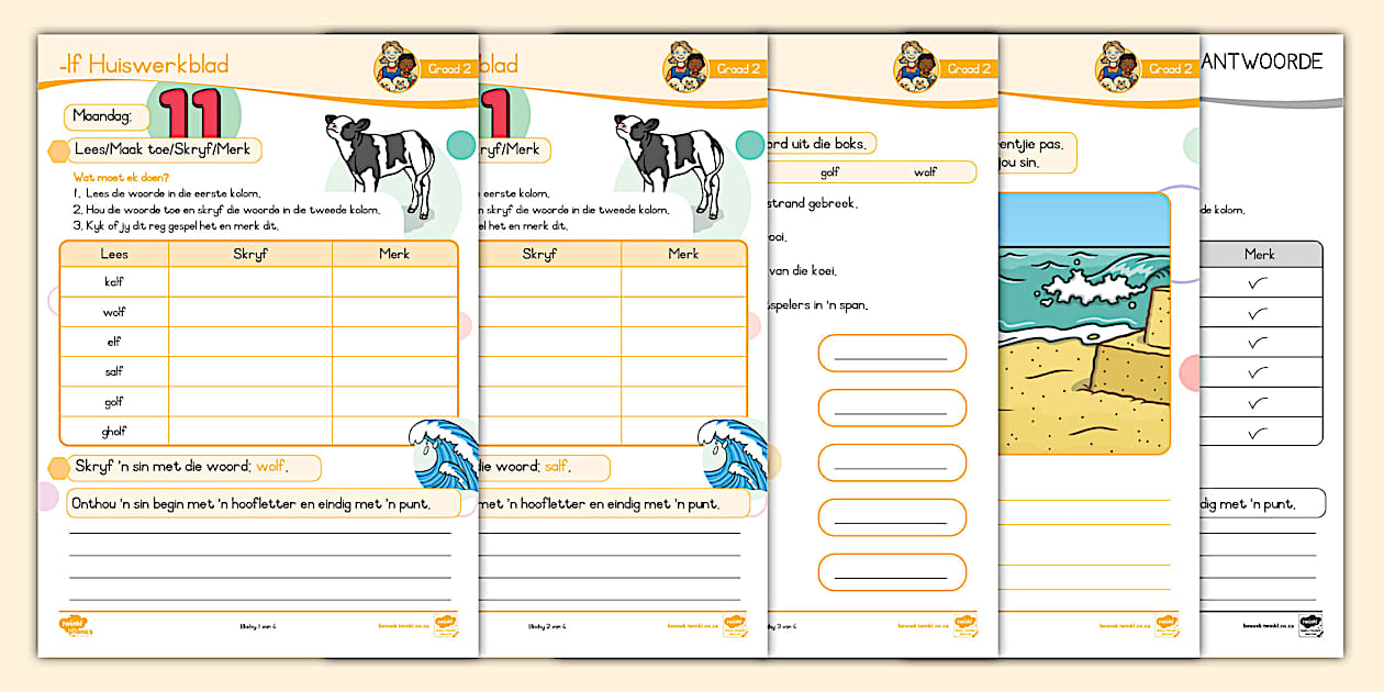 Graad 2 Klanke - Huiswerkblad -lf (teacher made) - Twinkl