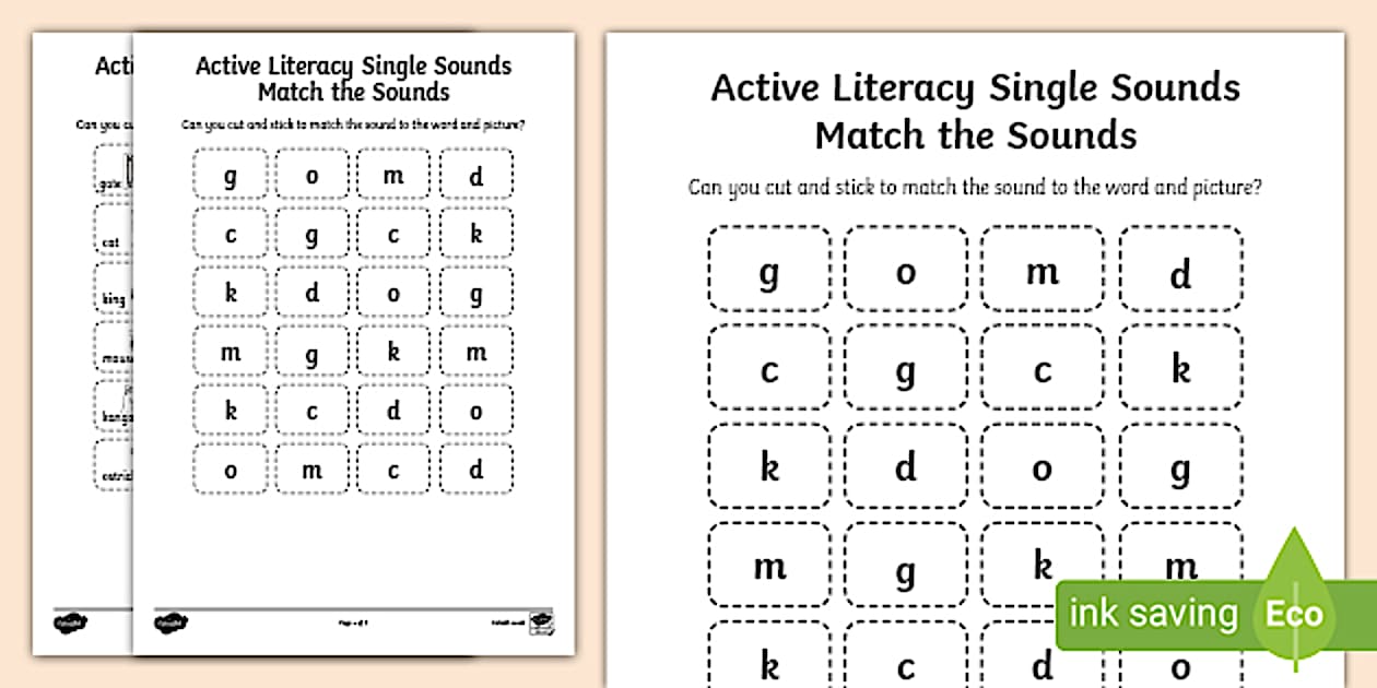 Active Literacy MDGOCK Initial Sounds Cut and Stick - Twinkl
