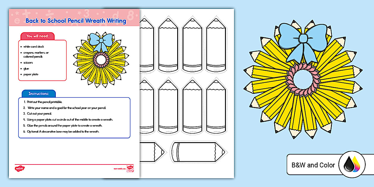 Back to School Pencil Wreath Writing Craft (teacher made)