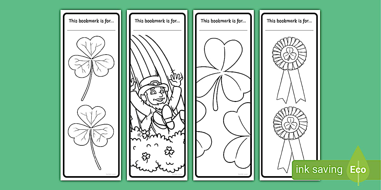 Shamrock Bookmarks to Colour | Twinkl KS1 | St Patrick's Day