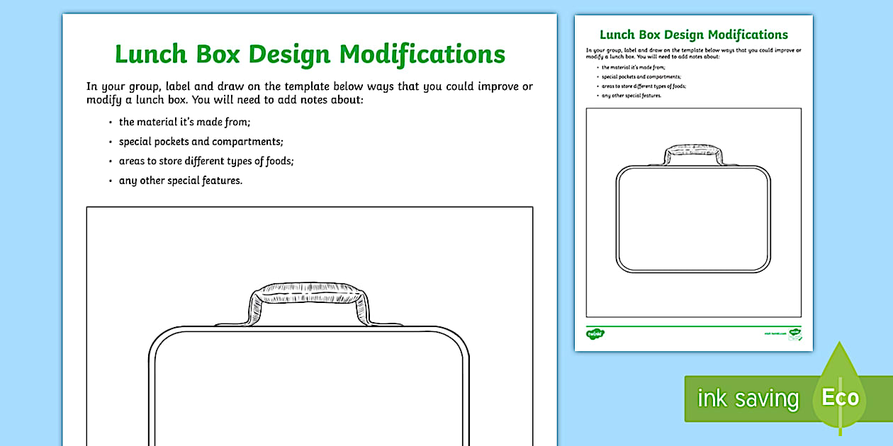 Editable Design Modifications Lunch Box Group Activity