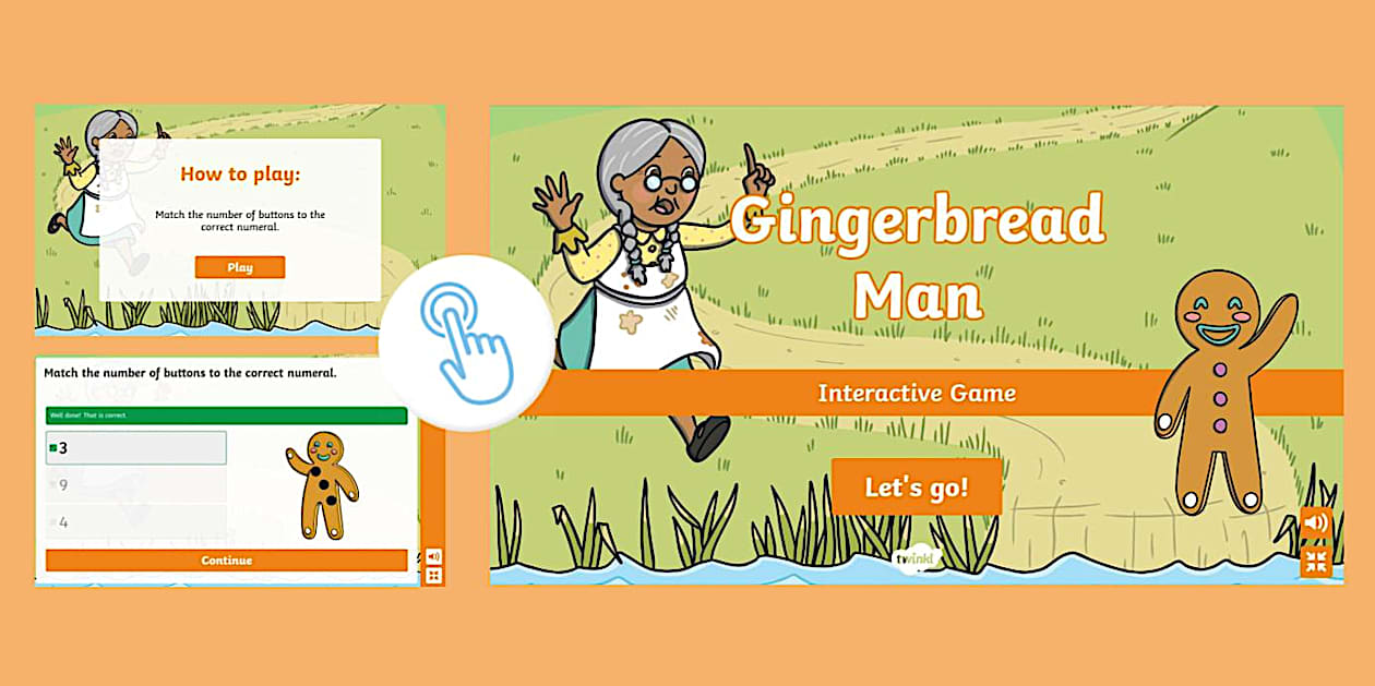 👉 Gingerbread Man Interactive Number Matching Game | Twinkl