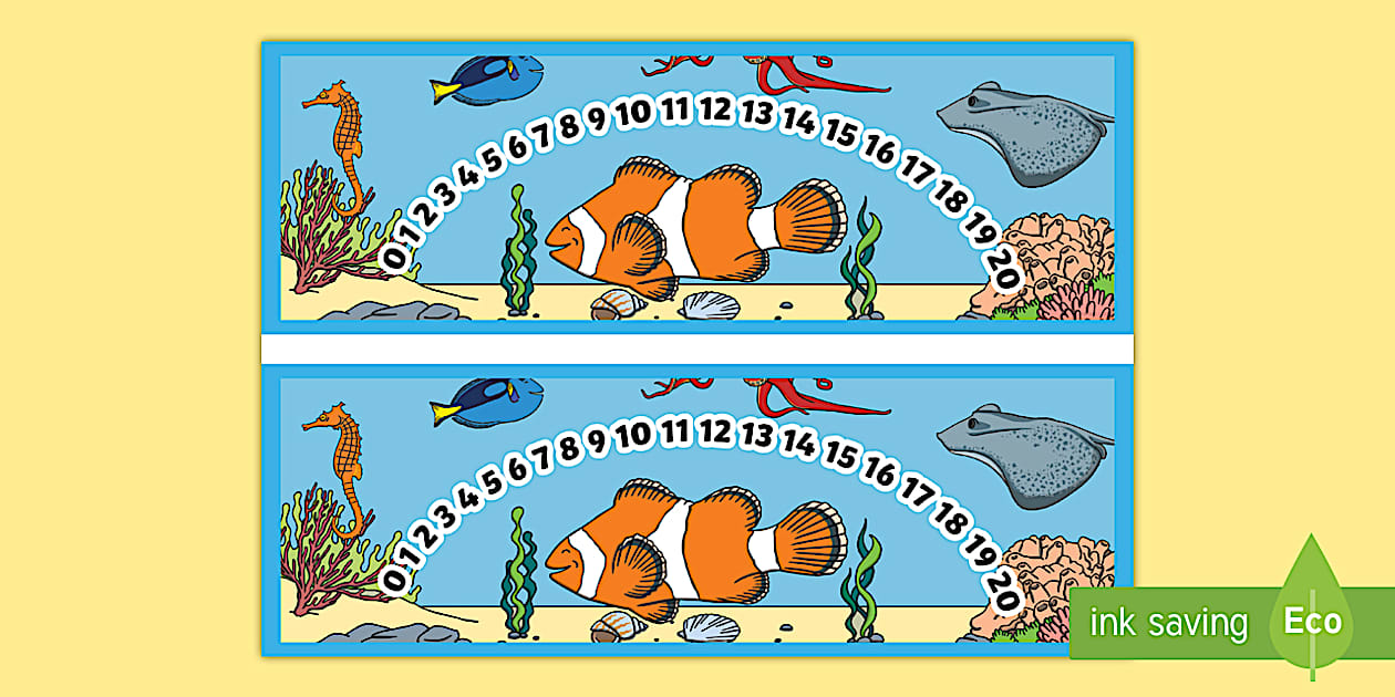 Under the Sea Curved 0 to 20 Number Line - Twinkl