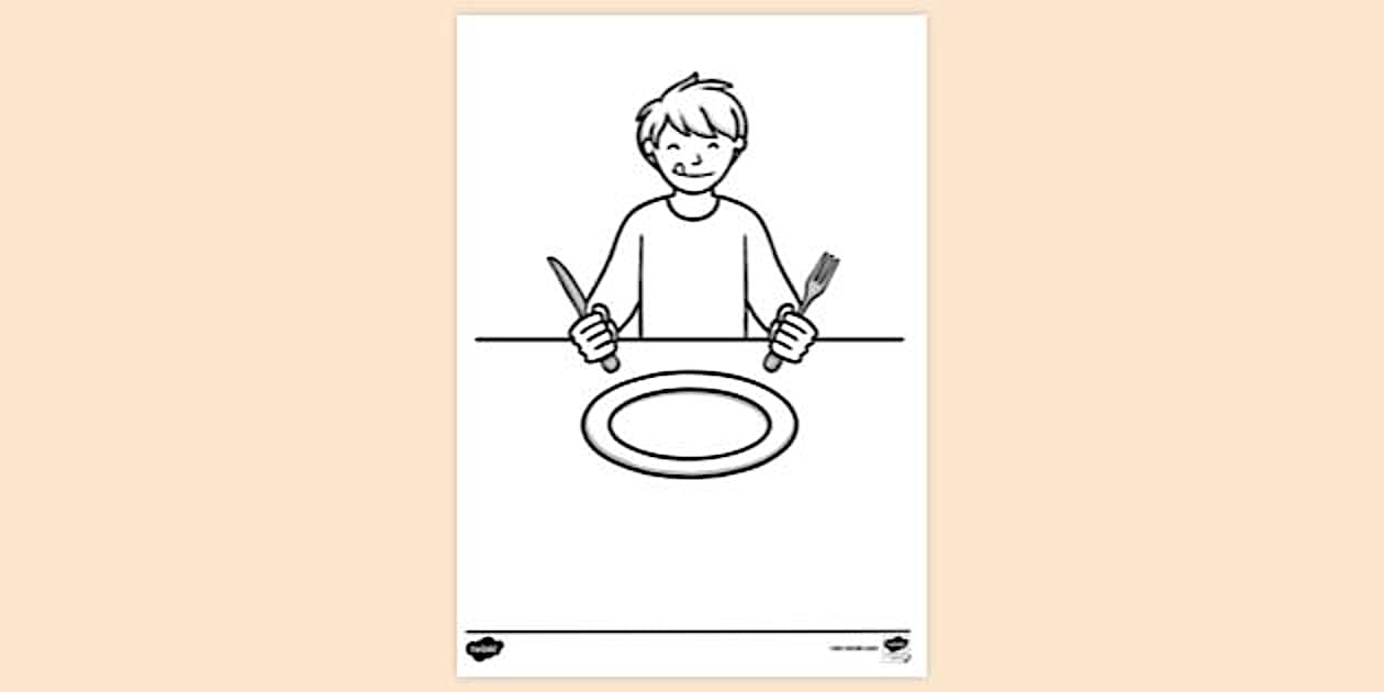 Hungry Person Colouring Sheet (teacher made) - Twinkl