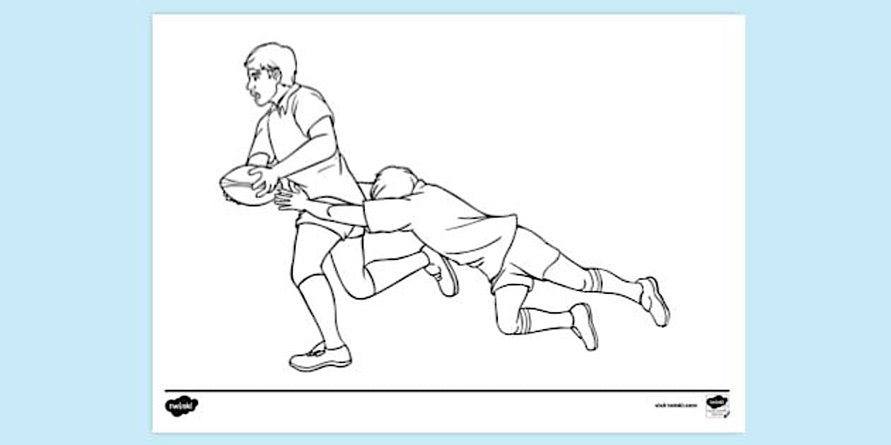 Rugby Tackle Colouring Sheets | Colouring Pages - Twinkl