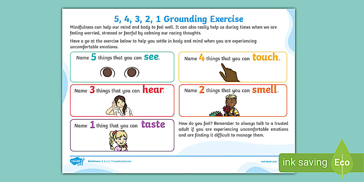 Mindfulness 5,4,3,2,1 Grounding Exercise - Twinkl