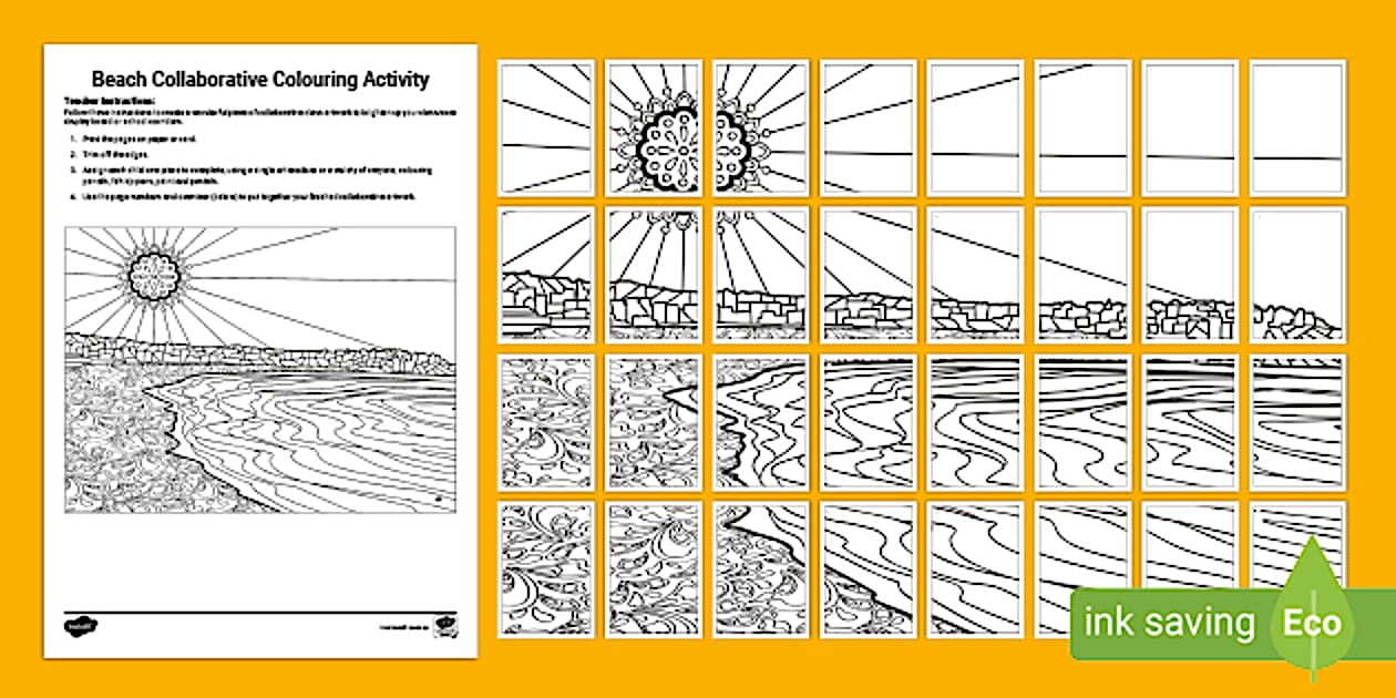 Beach Collaborative Colouring Activity Pack - Twinkl