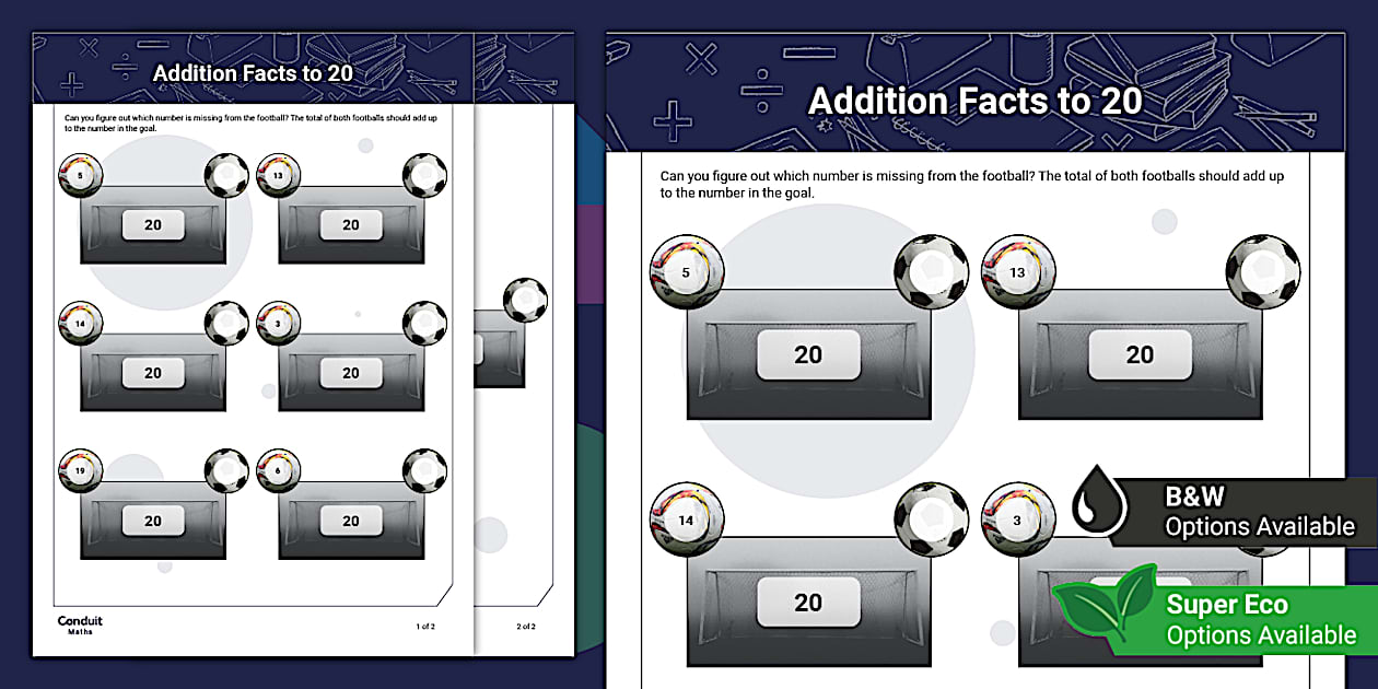 Reinforcing Number Facts: Bonds To 20 Activity Sheet