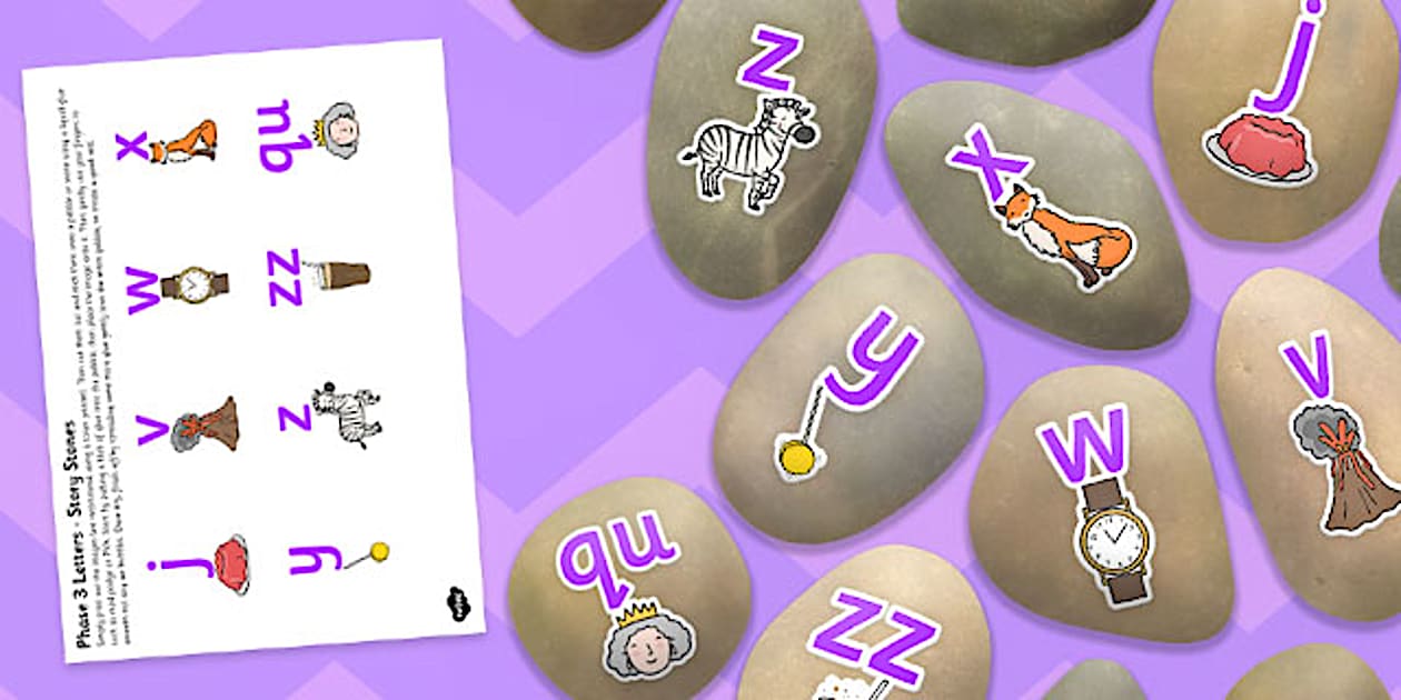 Black and White Phase 3 Letter Stone Cut Outs (teacher made)