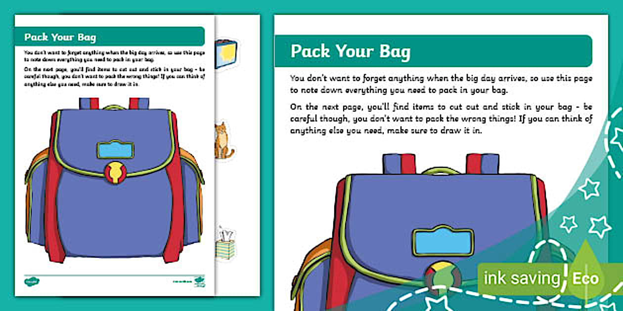 Starting School Journal (Reception) - Pack Your Bag - Twinkl
