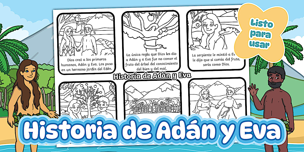 Historia de Adán y Eva para niños para colorear | Twinkl