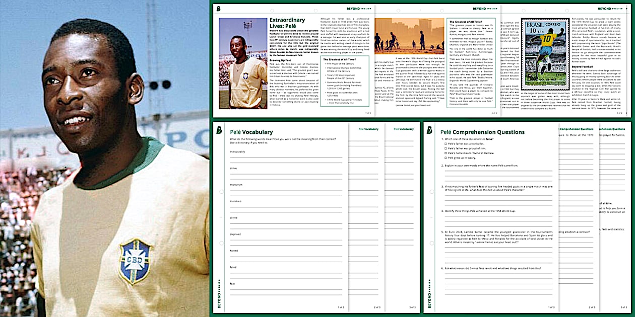 Extraordinary Lives: Pelé Reading Comprehension - Twinkl