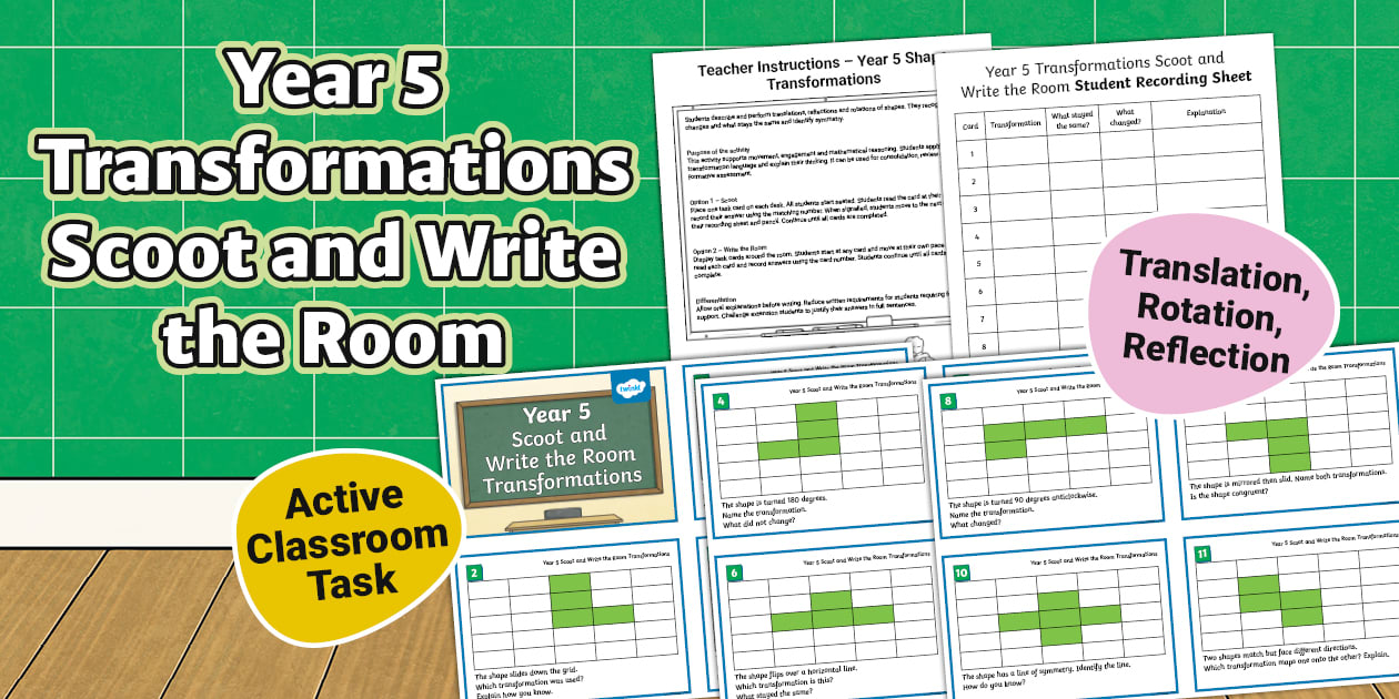 Year 5 Transformations Scoot Task Cards