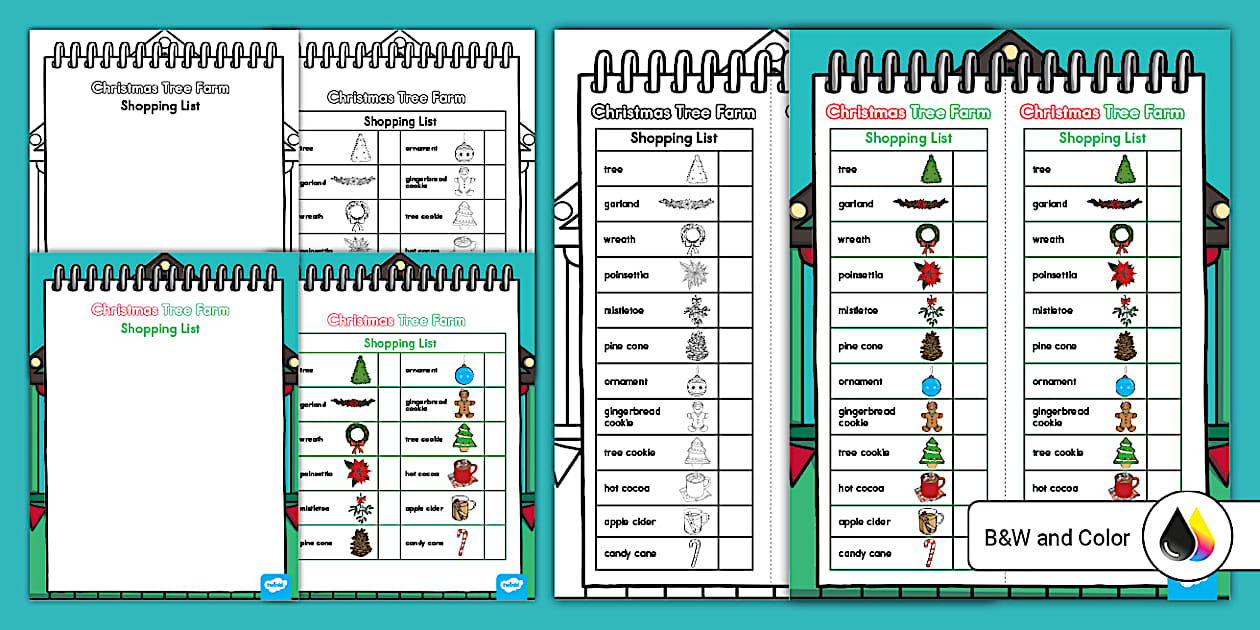 Christmas Tree Farm Role Play Shopping List (teacher made)