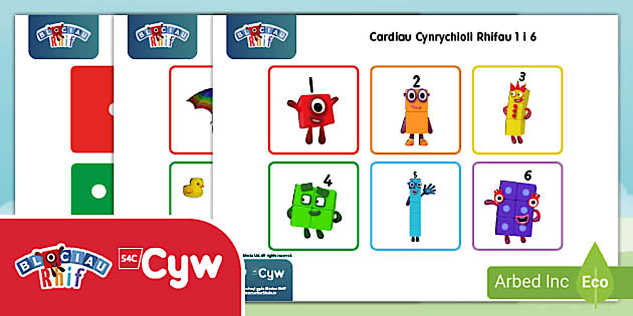 FREE! - Blociau Rhif: Cardiau Cynrychioli Rhifau 1 i 6
