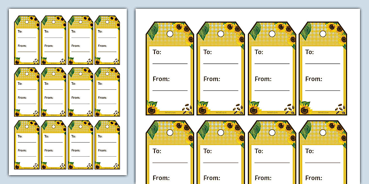 Sunflower-Themed Gift Tags (teacher made) - Twinkl